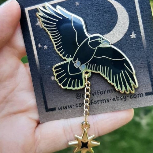 Furious Crow Cute Black Bird Hard Enamel Pin - Etsy
