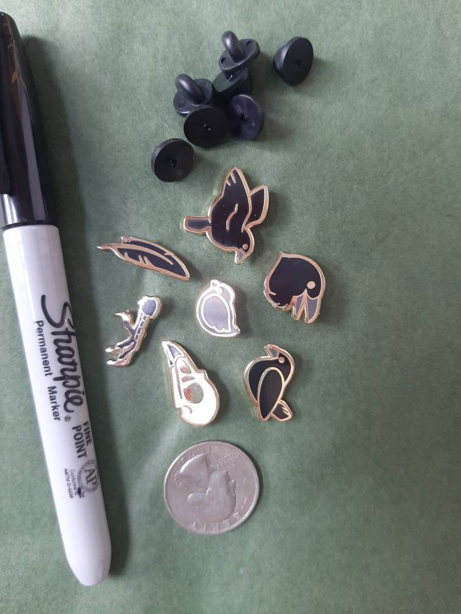 Tiny Crow Pins Set of 7 - Etsy
