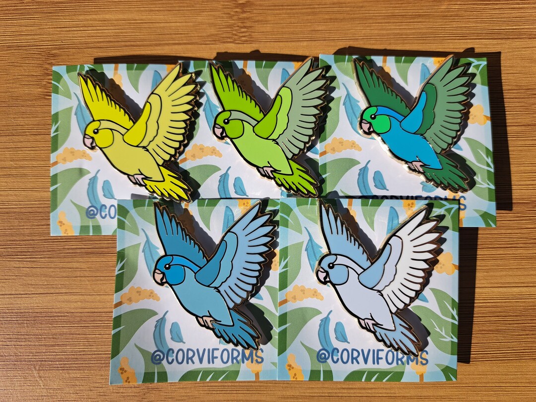 Parrotlet Flying Enamel Pin - Female Parrot - Blue Green Yellow ...
