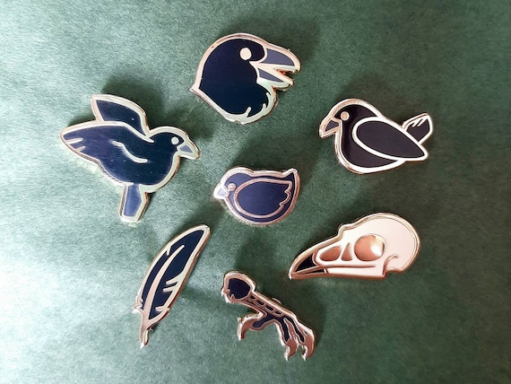 Tiny Crow Pins Set of 7 - Etsy