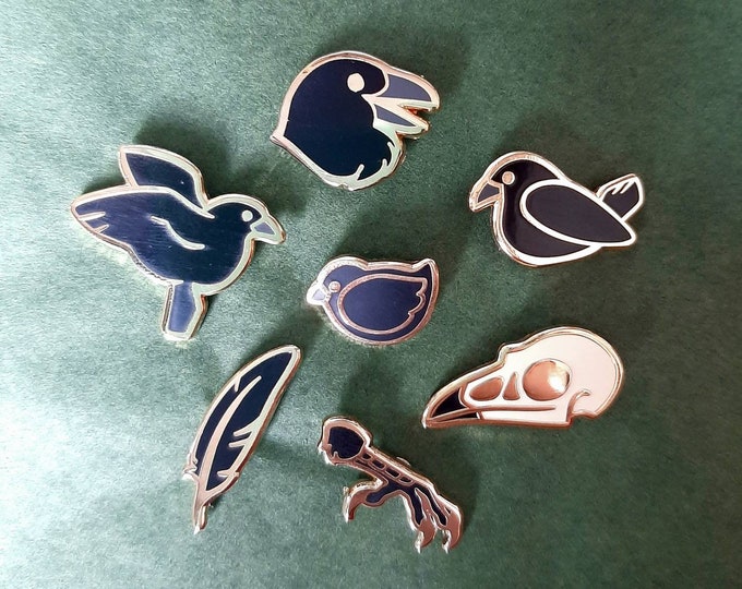 Tiny Crow Pins - Set of 7! - Etsy