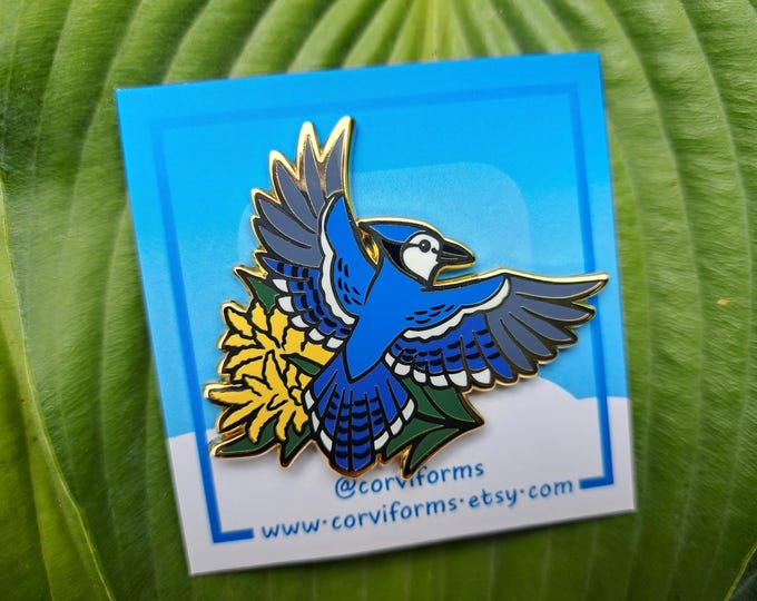 Blue Jay X Goldenrod Enamel Pin - Etsy