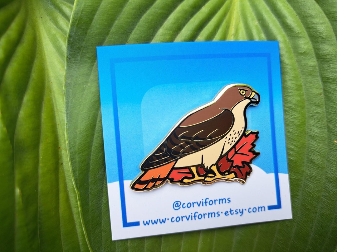 Red Tailed Hawk X Maple Enamel Pin - Etsy