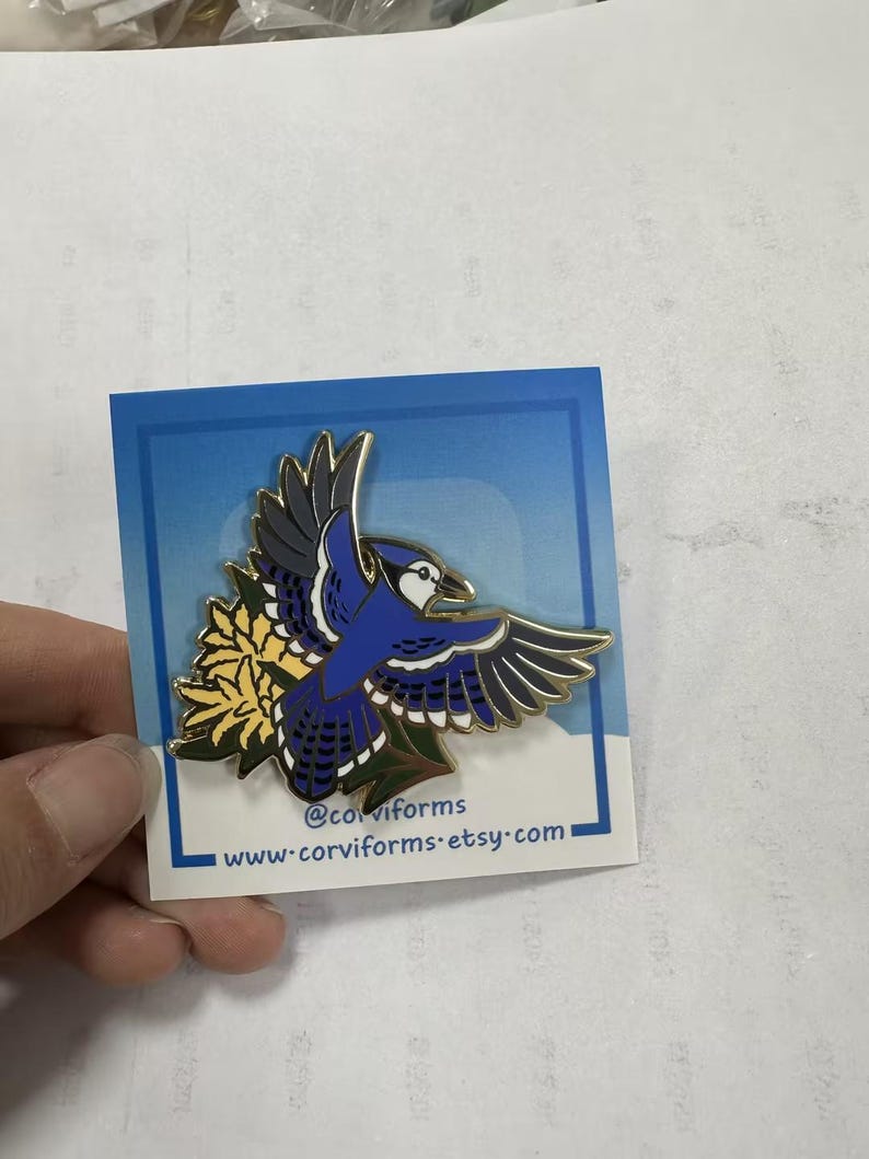 Blue Jay X Goldenrod Enamel Pin - Etsy