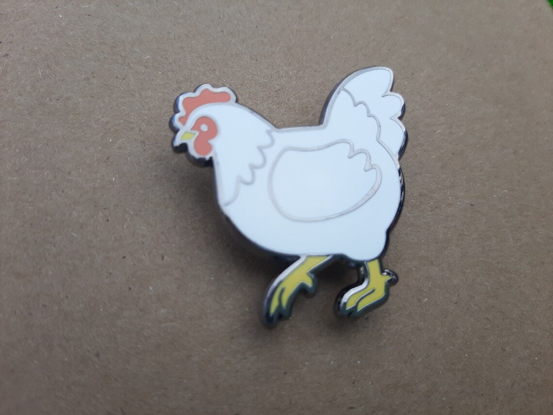 Chicken Hen White Bird Hard Enamel Pin - Etsy