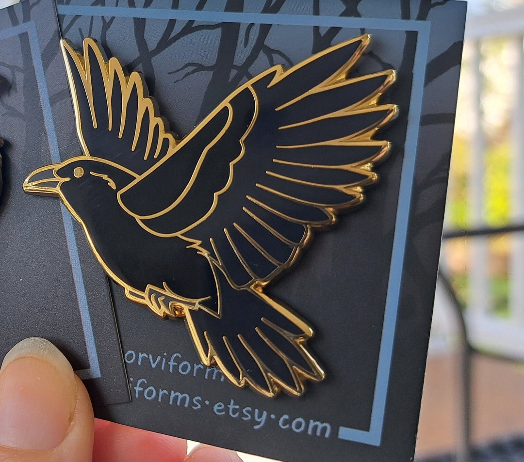 Crow or Raven Hard Enamel Pin - Etsy