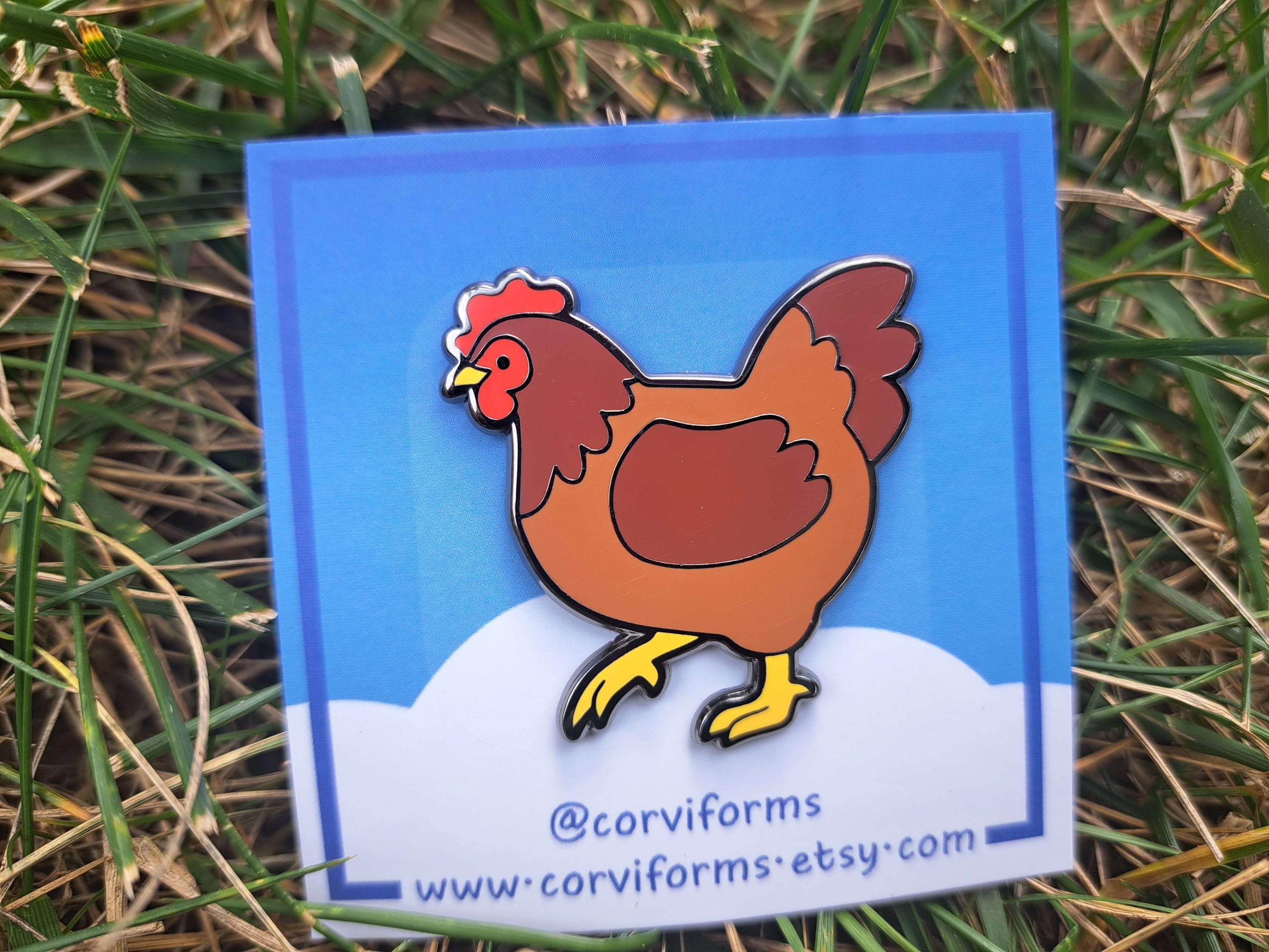 Chicken Hen Brown Bird Hard Enamel Pin - Etsy