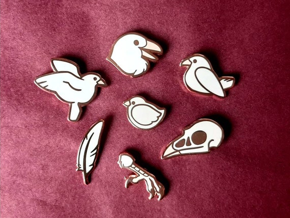 Tiny White Crow Pins Set of 7 - Etsy
