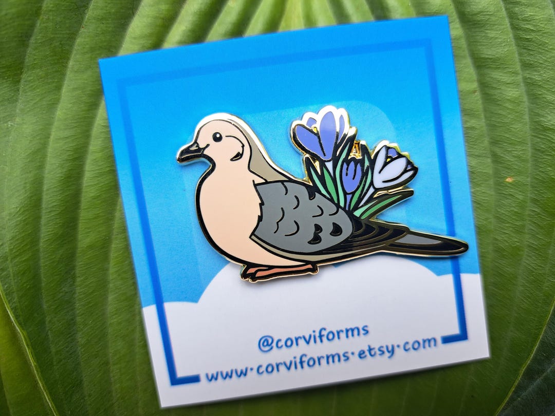 Mourning Dove & Crocus Enamel Pin Songbird - Etsy