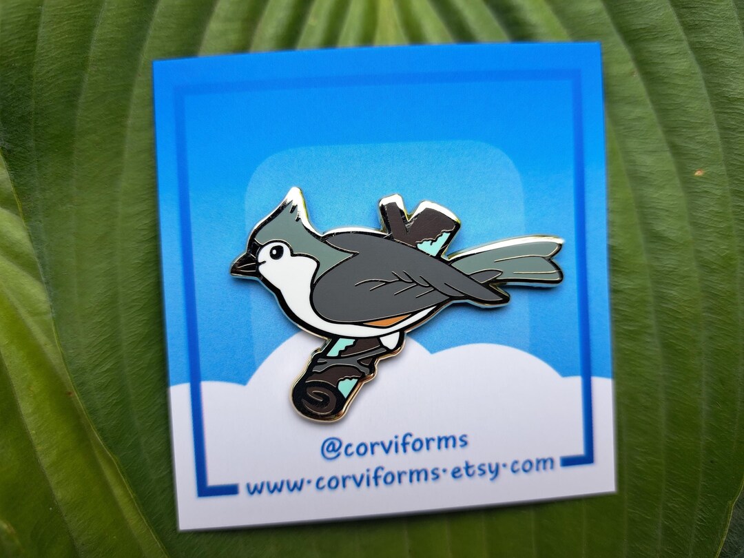 Titmouse & Lichen Enamel Pin Bird Songbird - Etsy