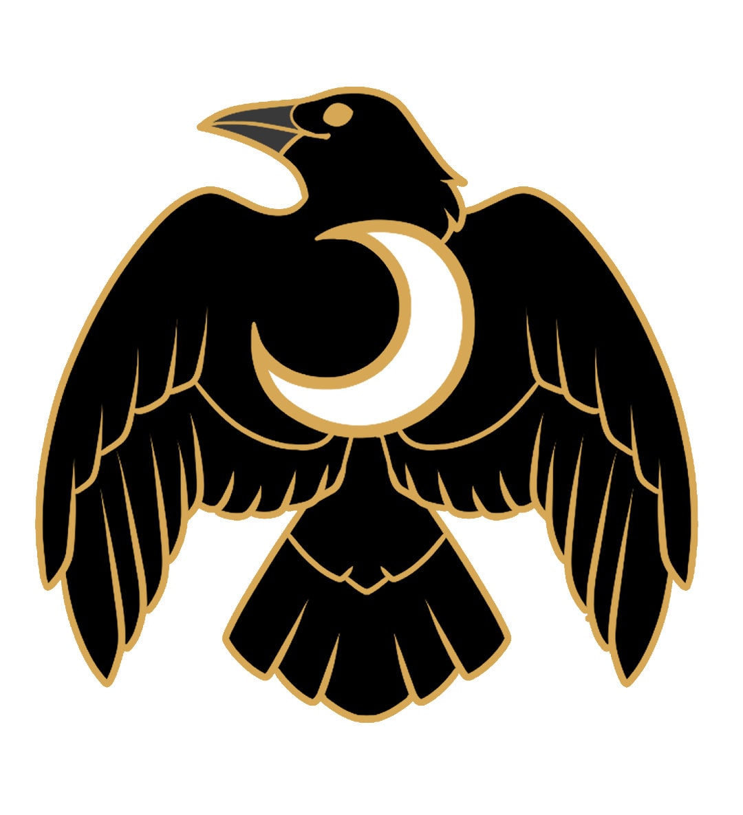 Moon Crow Cutout Black Hard Enamel Pin | Etsy