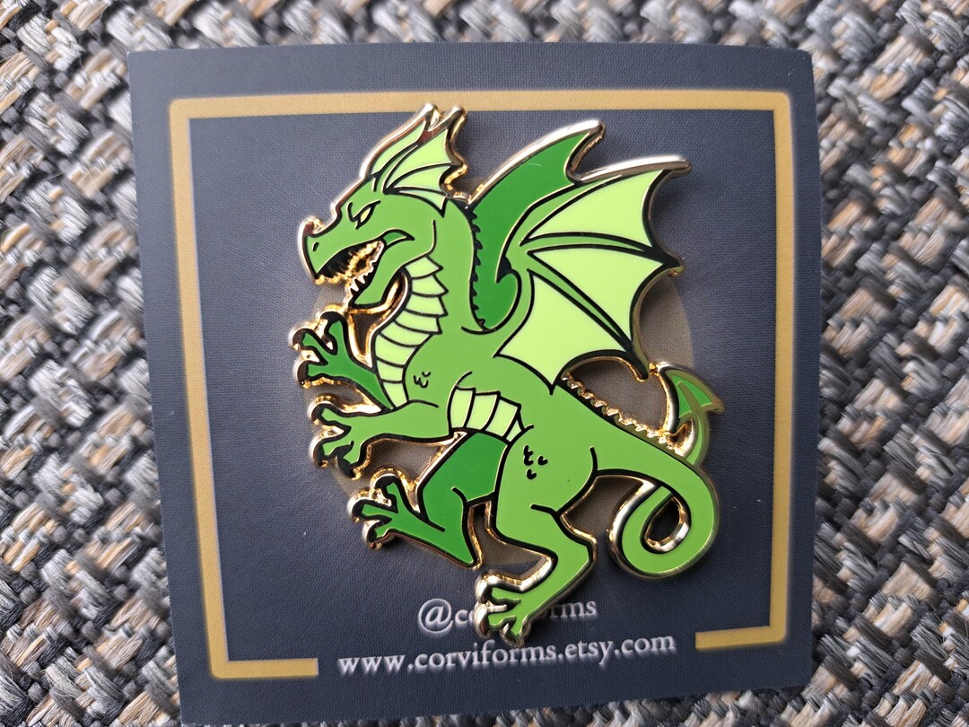 Dragon 2" Enamel Pin - Fantasy Heraldry Heraldic Rampant Mythical ...