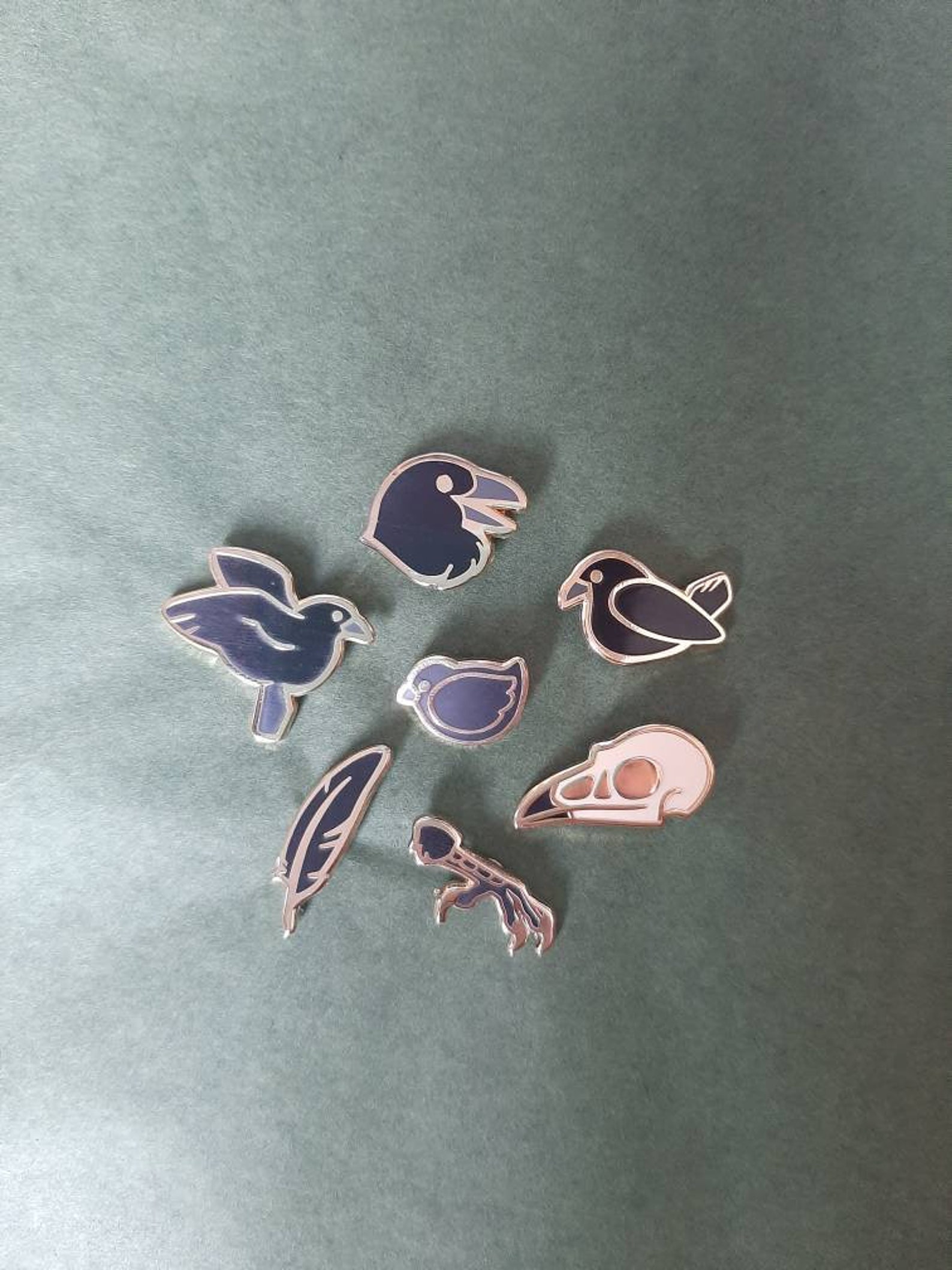 Tiny Crow Pins Set of 7 - Etsy