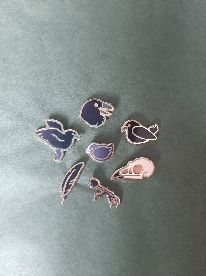 Tiny Crow Pins Set of 7 - Etsy