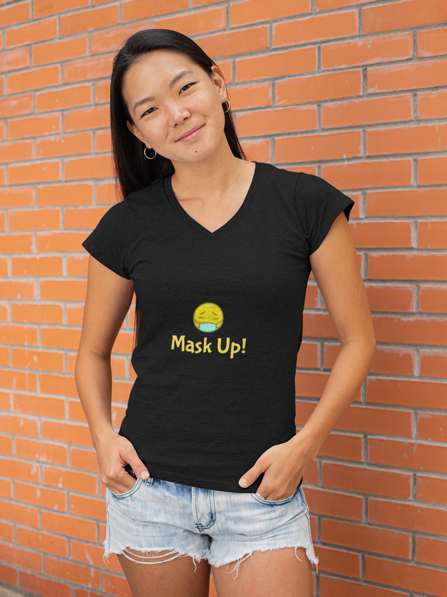 Mask up Social Distance Protect Yourself Unisex Short Sleeve V-neck T ...