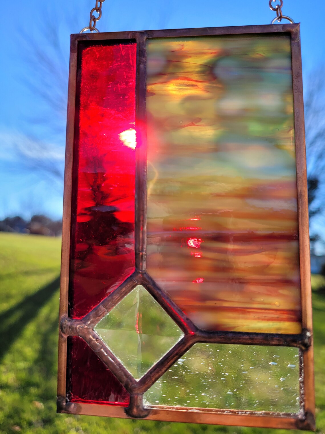 Handmade Stained Glass Red Suncatcher - Etsy