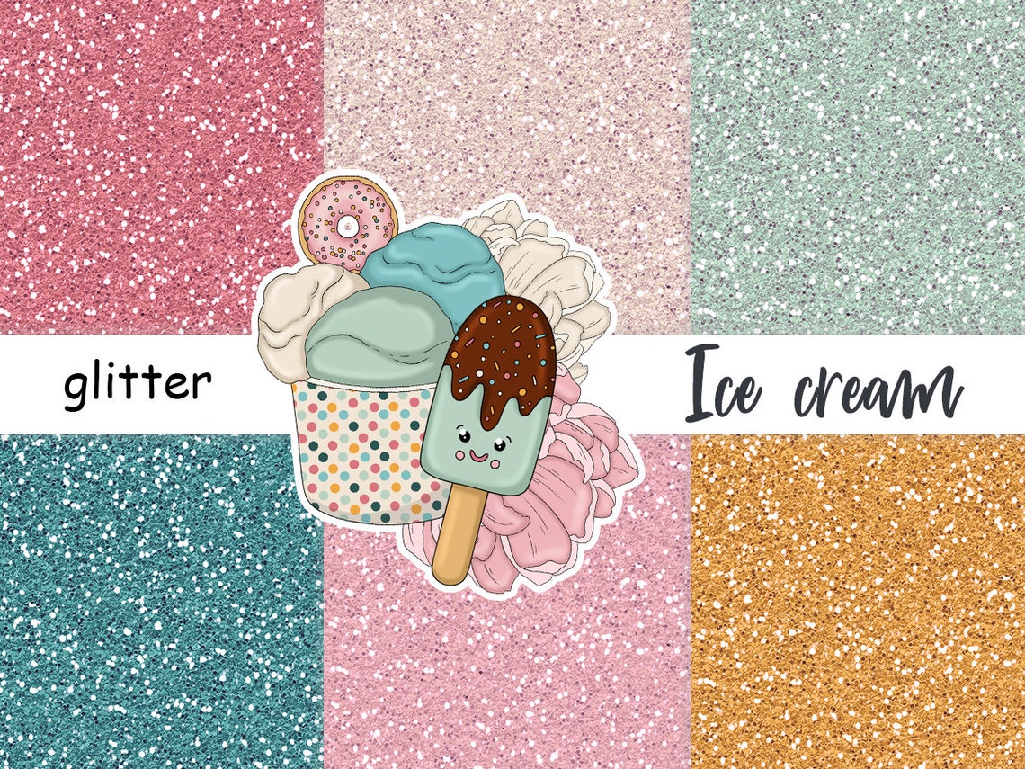 Ice cream retro glitter digital candy glitter background for | Etsy