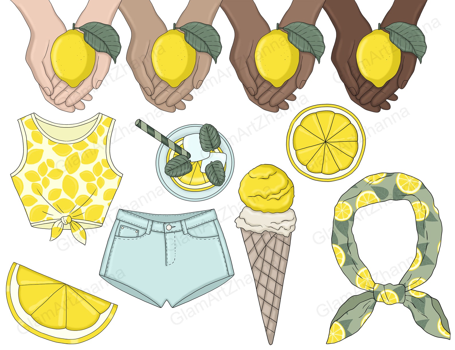 Lemon Lemonade Summer Clipart Summer Clip Art Lemon Clip Etsy