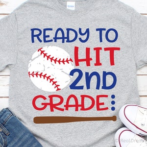 Ready to Hit 2nd Grade Svg, Boy Second Grade, Back to School Svg, Baby ...