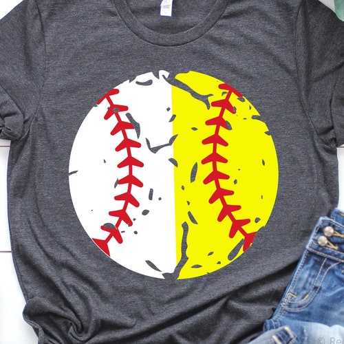Split Half Baseball Softball Ball Svg Grunge Baseball Svg | Etsy