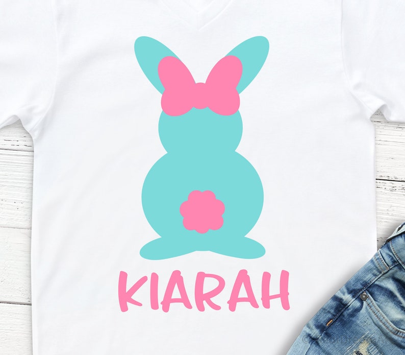 Girl Bunny With Bow Svg Easter Bunny Monogram Svg Bunny Tail | Etsy