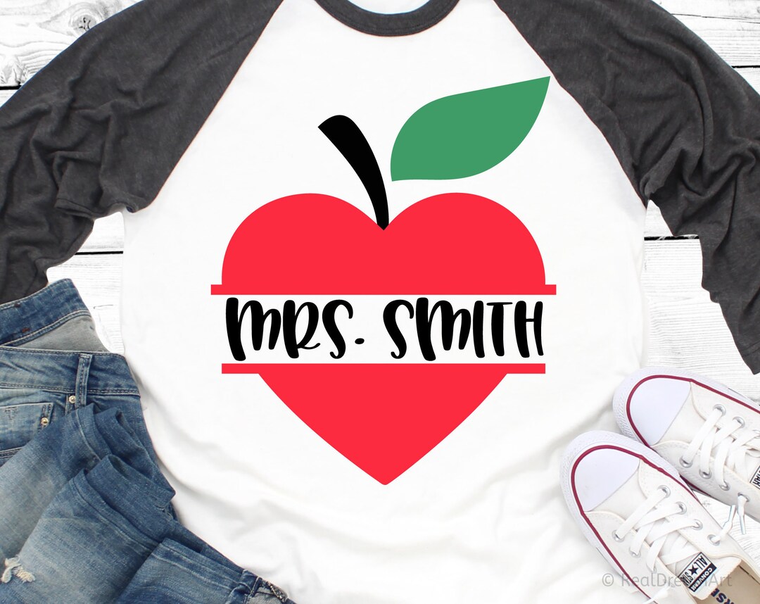 Teacher Monogram Svg, Apple Heart Split Monogram Svg, School Svg, Funny ...