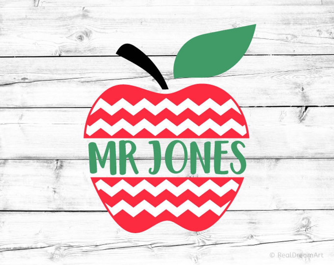 Chevron Apple Svg Chevron Apple Monogram Svg Split Monogram Svg Teacher ...