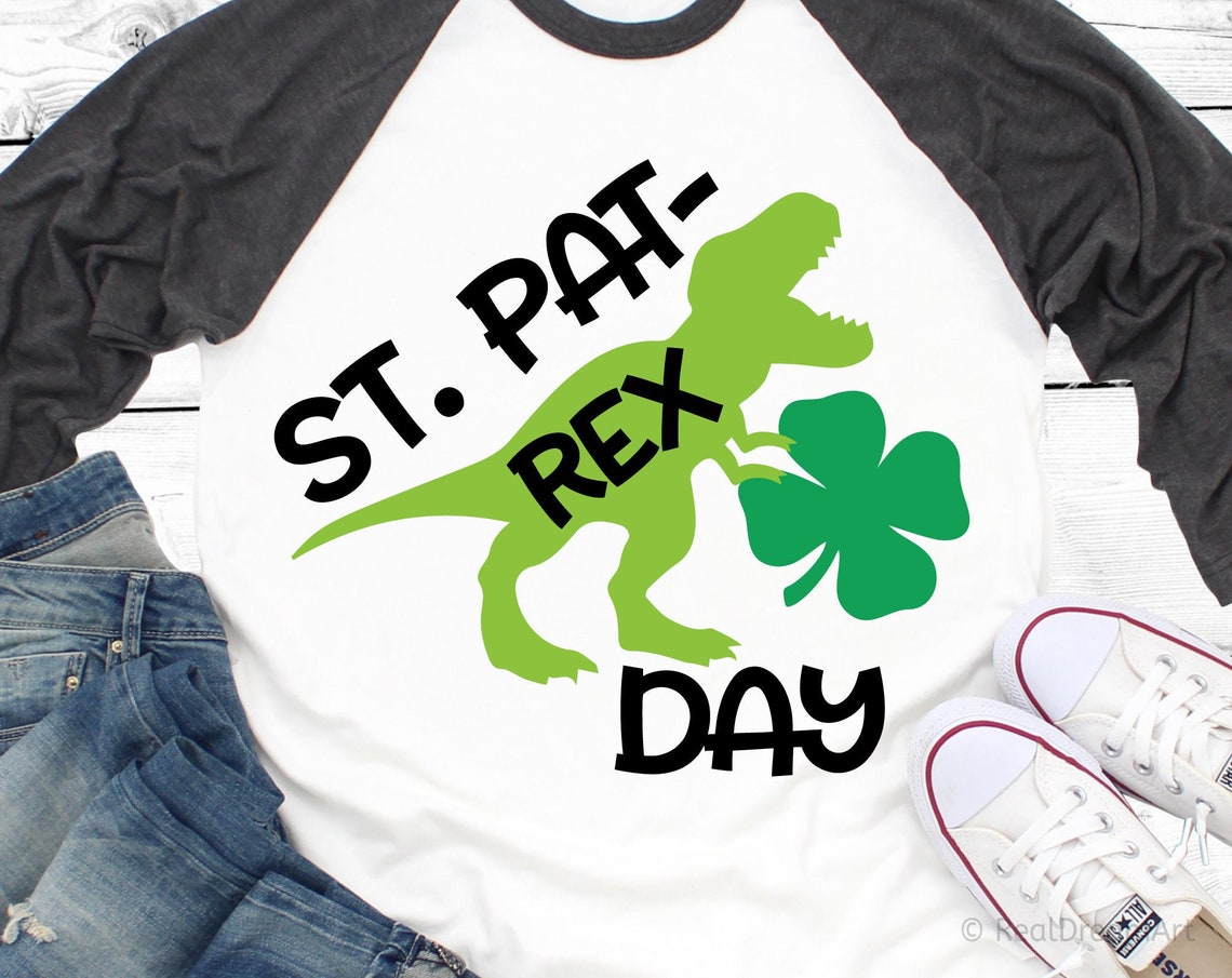 St. Patrick’s Rex Svg, St. Pat-rex Day, Luck T-rex, Boy Svg, Lucky Dude ...