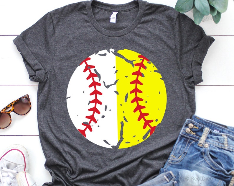 Split Half Baseball Softball Ball Svg Grunge Baseball Svg | Etsy