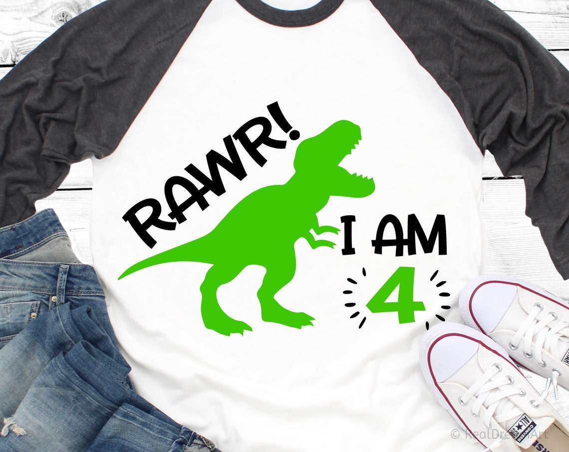 Fourth Birthday Svg, Roar I Am 4 Svg, Boy 4th Birthday Svg, Dinosaur ...
