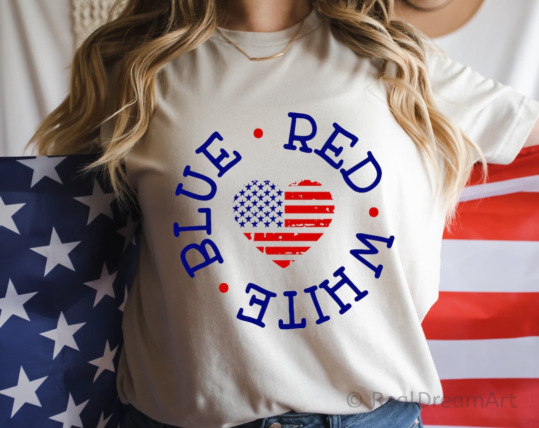 Red White and Blue Svg, 4th of July Svg, American Flag, USA Heart Svg ...