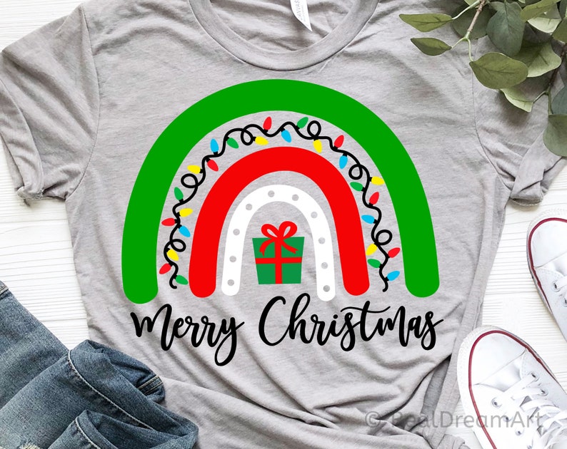 Christmas Rainbow Svg Kids Christmas Svg Cute Svg Merry - Etsy