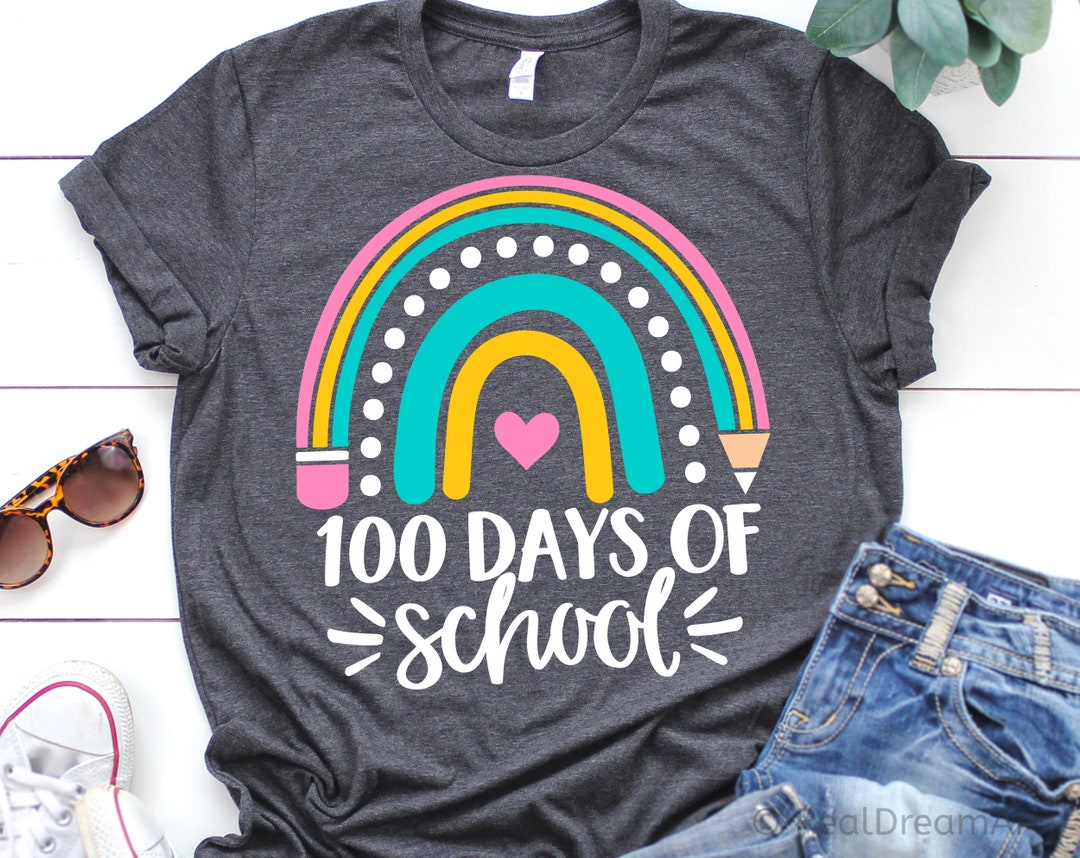 100 Days of School Svg, Rainbow 100 Days Svg, Funny School Teacher Svg ...