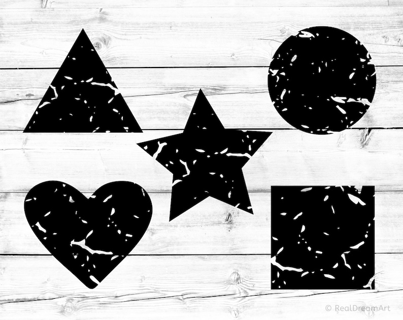 Shapes Svg Distressed Svg Grunge Star Shapes Heart SVG | Etsy