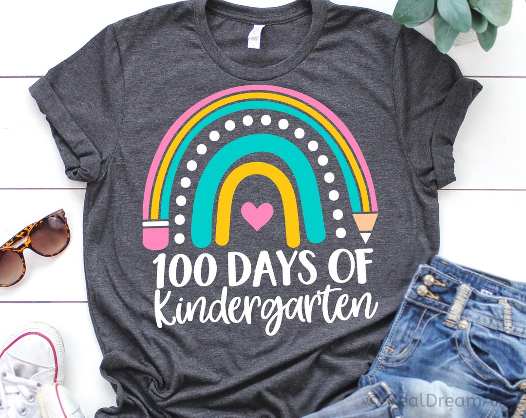 100 Days of Kindergarten Svg, Rainbow 100 Days Svg, Funny School ...