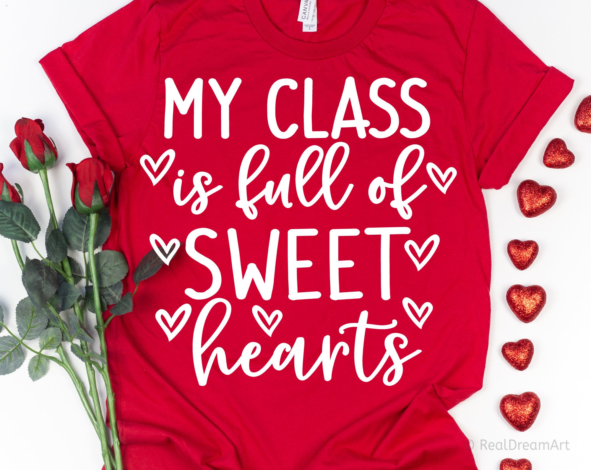 Teacher Valentines Day Svg My Class is Full of Sweethearts | Etsy
