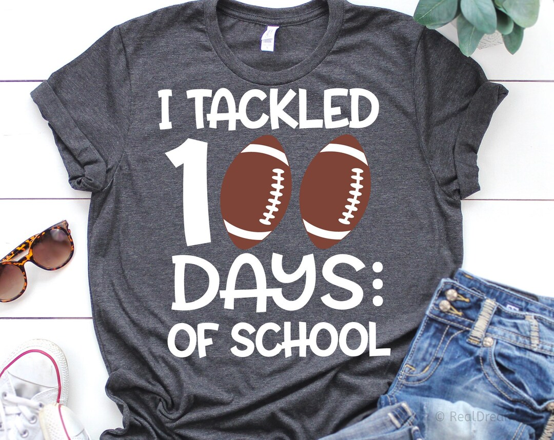 100 Days of School Football Svg, Funny Svg, Boy 100 Days Shirt Svg ...