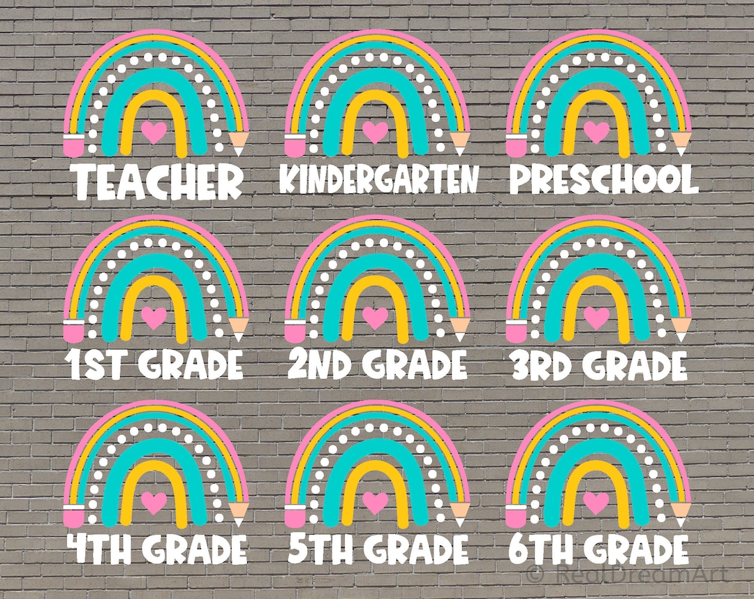 Back to School Rainbow Svg Bundle, Girl First Day of School Svg, Girl ...