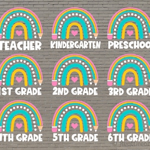 Back to School Rainbow Svg Bundle, Girl First Day of School Svg, Girl ...