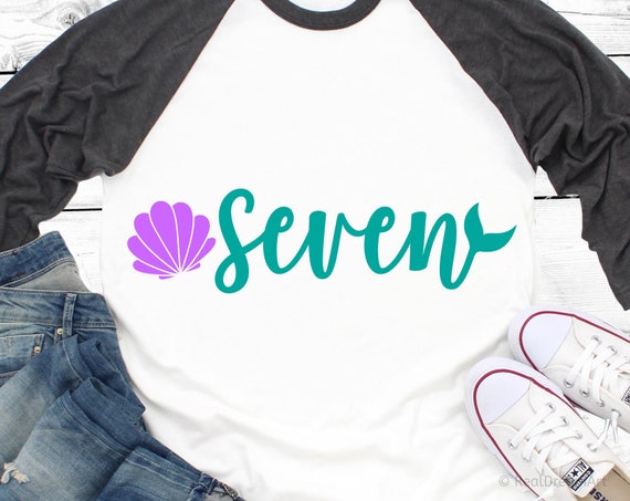 Mermaid Seventh Birthday Svg Seashell Seven Svg 7th Birthday | Etsy