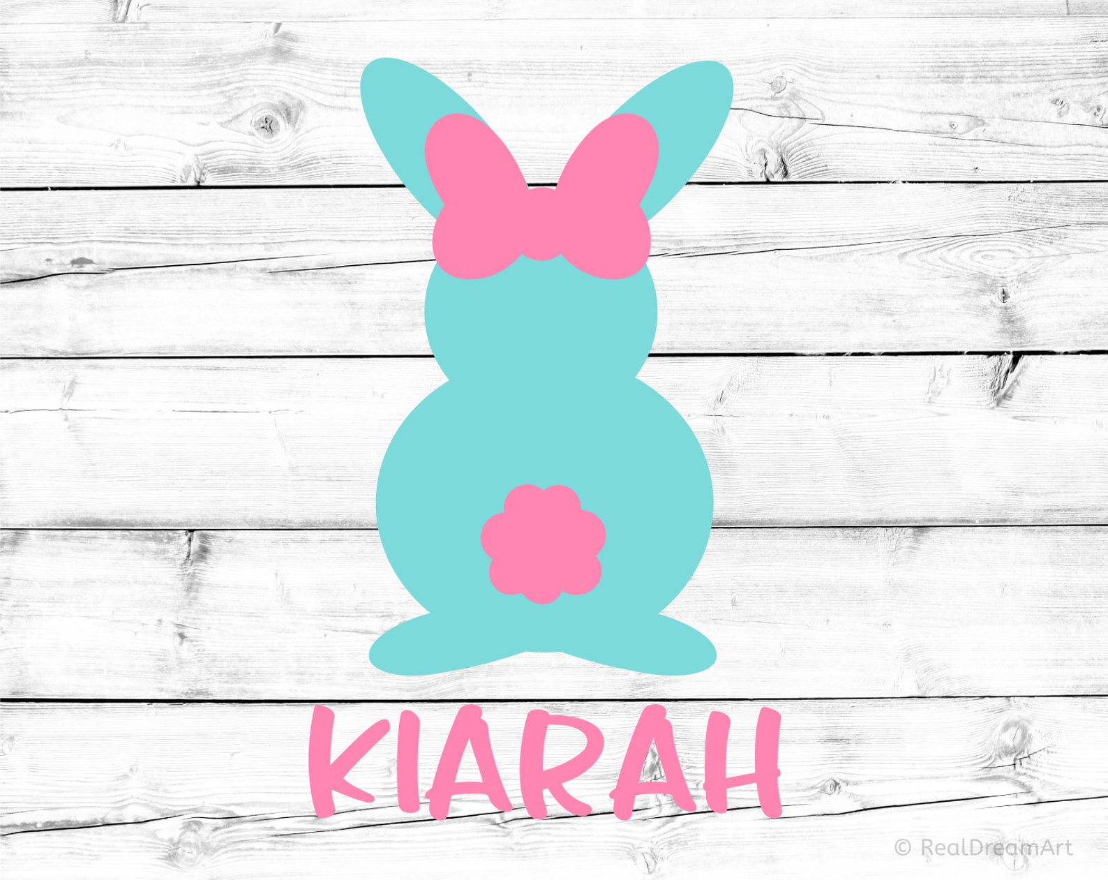 Girl Bunny With Bow Svg Easter Bunny Monogram Svg Bunny Tail | Etsy