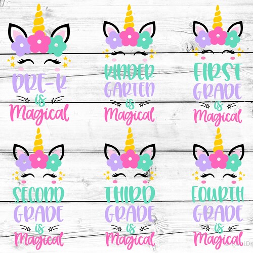 Kindergarten is Magical Svg Png Jpg Dxf Unicorn Girl - Etsy