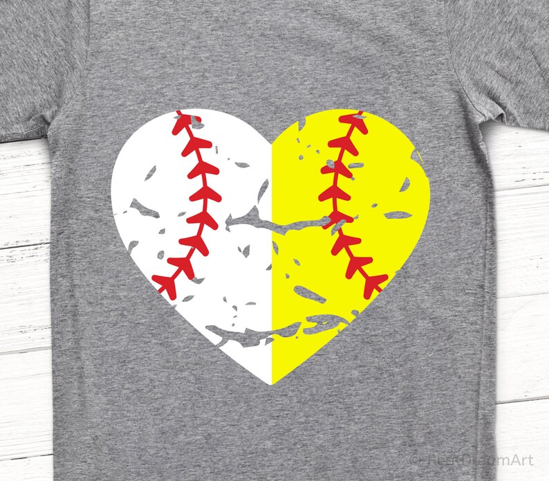 Split Half Baseball Softball Heart Svg Grunge Baseball Ball - Etsy