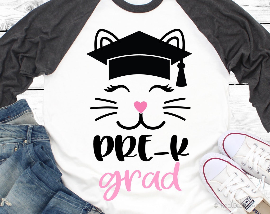 Pre-k Grad Svg, Last Day of School, Girl Graduate Svg, Cat Face Svg ...