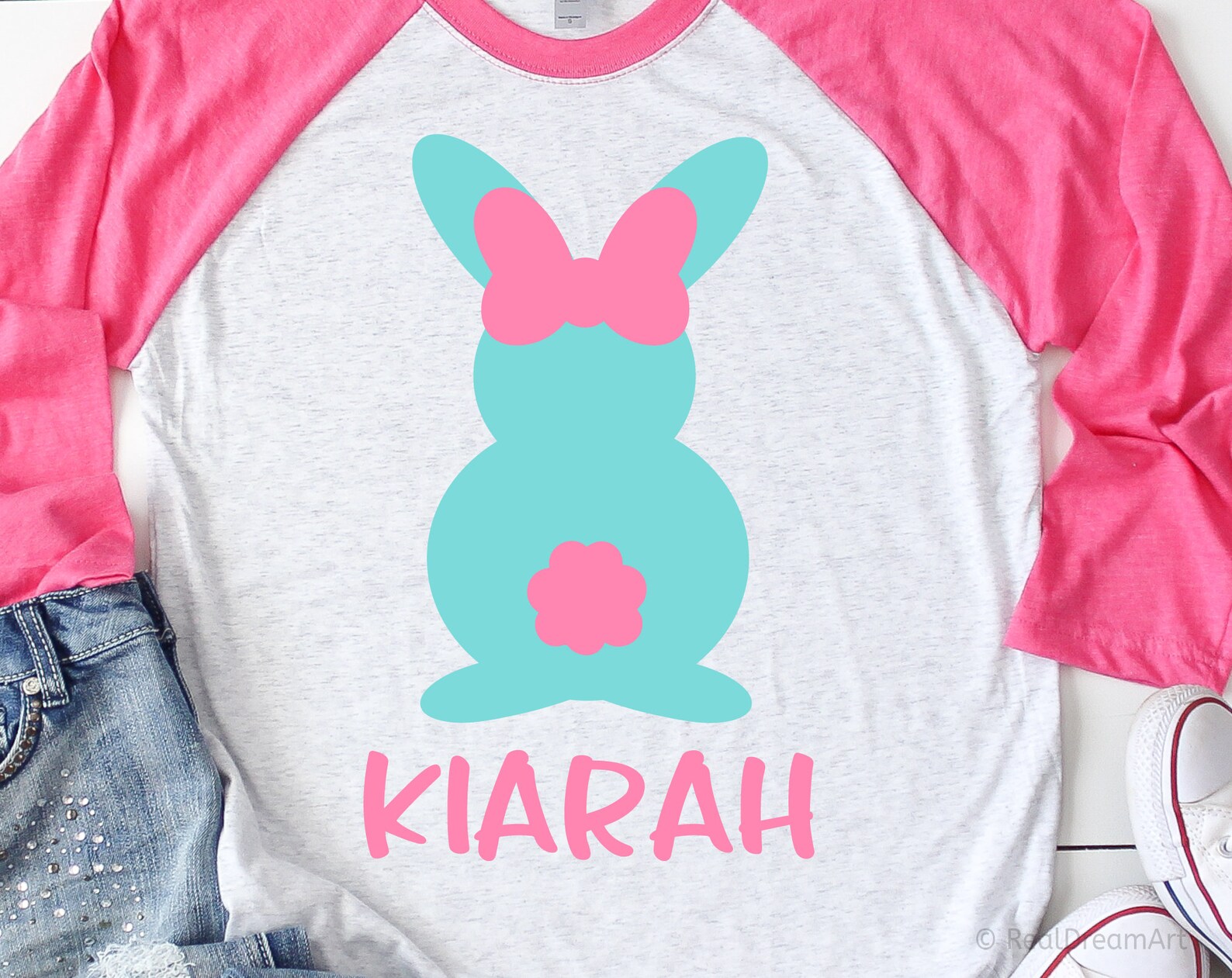 Girl Bunny With Bow Svg Easter Bunny Monogram Svg Bunny Tail | Etsy