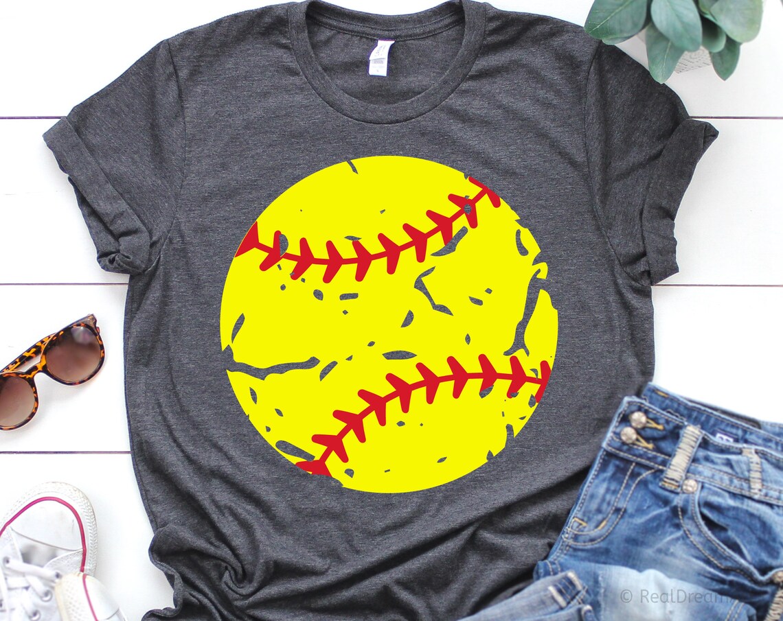 Softball Ball Svg Softball Svg Distressed Svg Softball Mom - Etsy