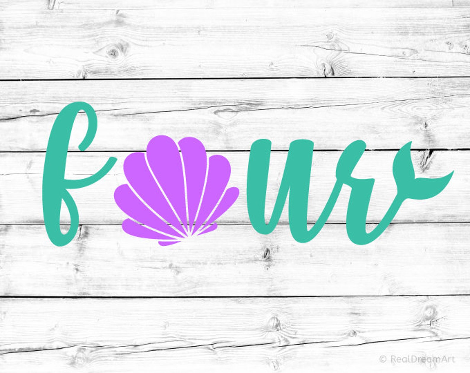 Mermaid Fourth Birthday Svg Seashell Four Svg 4th Birthday | Etsy