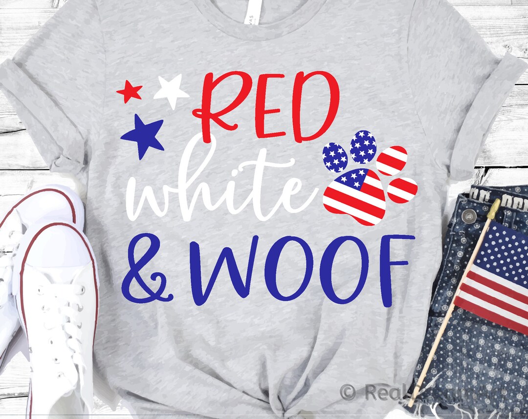 Red White and Woof Svg, 4th of July Svg, American Dog Paw, USA Flag Svg ...