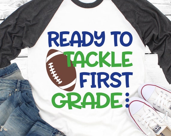 Ready To Tackle First Grade Svg First Grade Svg Boy 1st | Etsy