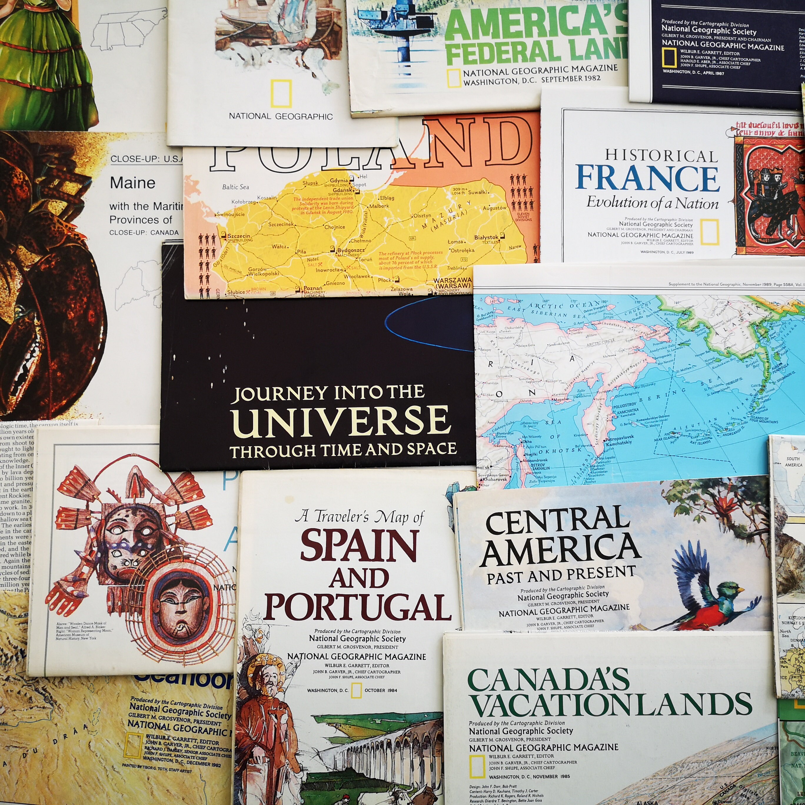 6 * National Geographic Supplement Maps Scrapbook Collage Junk Journal ...